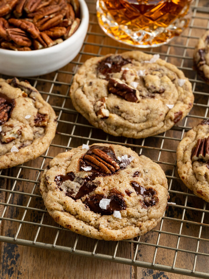 Vegan Bourbon Pecan Chocolate Chunk Cookies - ShortGirlTallOrder