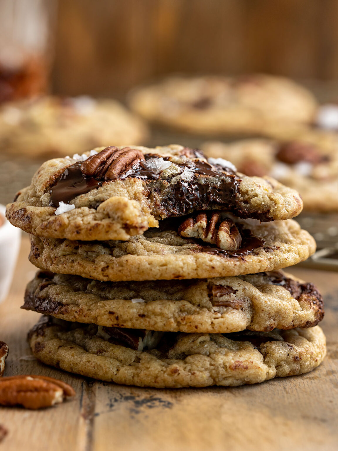 Vegan Bourbon Pecan Chocolate Chunk Cookies - ShortGirlTallOrder