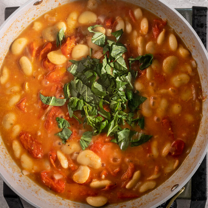 Burst Tomato Basil Butter Beans - ShortGirlTallOrder