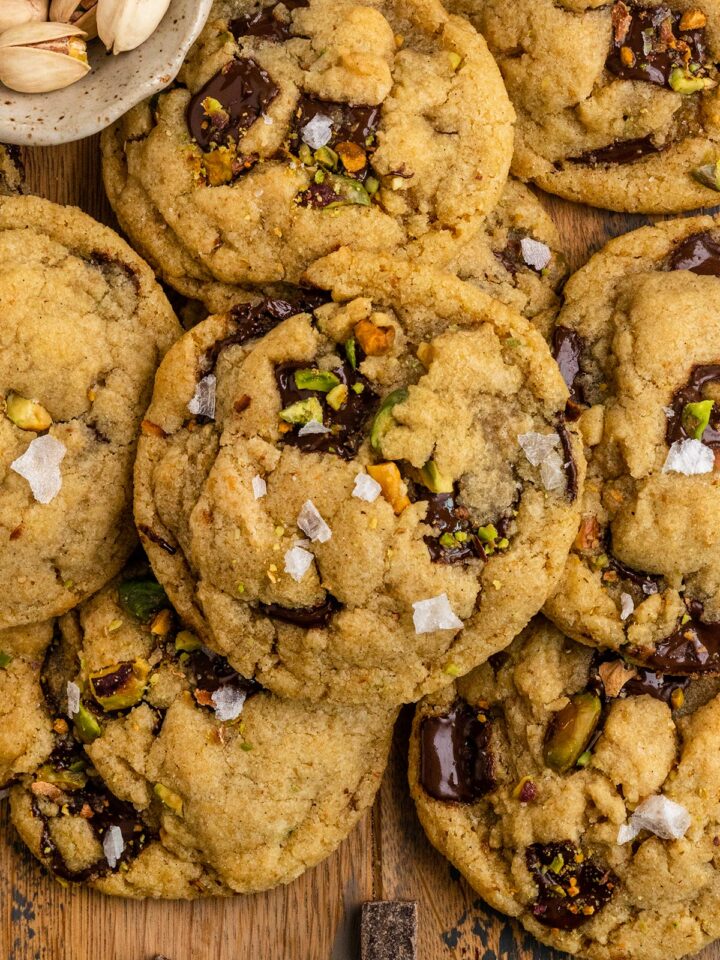 Vegan Olive Oil, Pistachio, & Chocolate Chunk Cookies - ShortGirlTallOrder